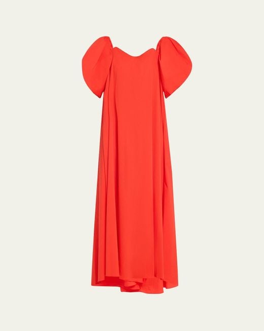 Caroline Constas Palmer Off-Shoulder Maxi Dress in Red | Lyst