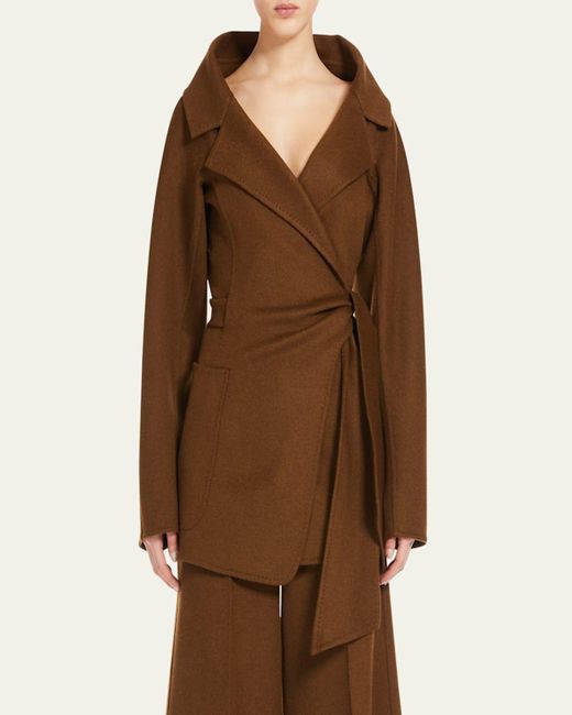 Max Mara Holly Wool Wrap Jacket in Brown | Lyst