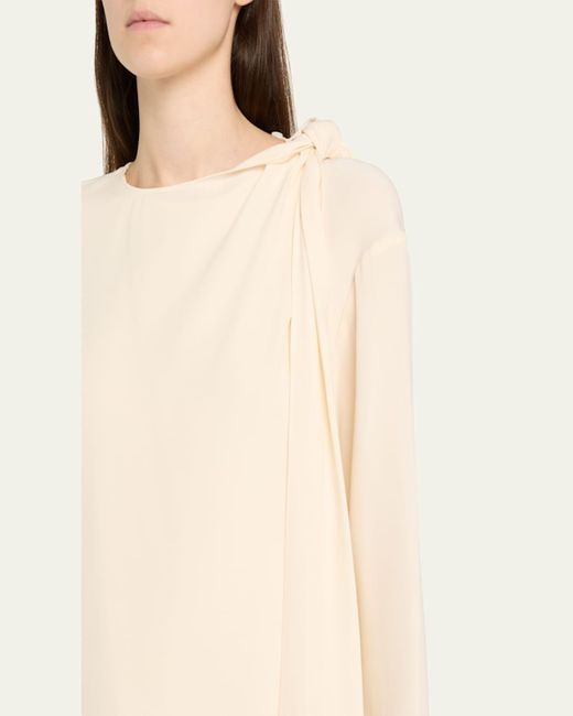Heirlome Coco Tie-Shoulder Silk Blouse in Natural | Lyst