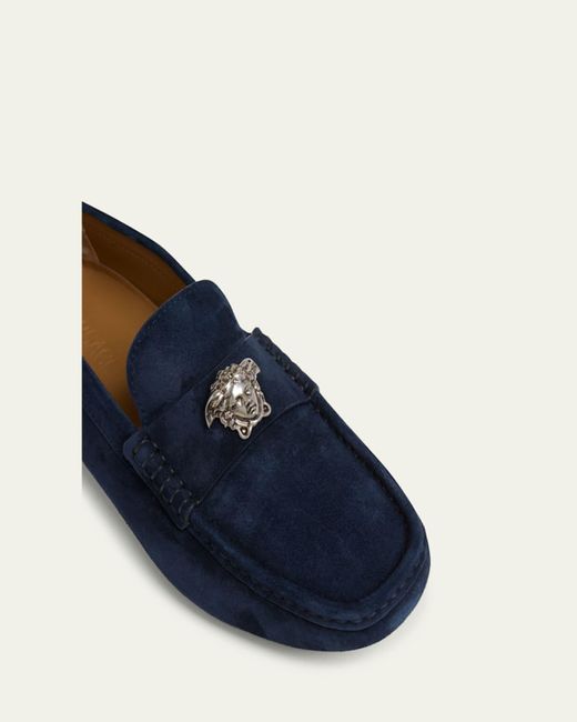 Versace Medusa-Ornament Suede Drivers in Blue for Men | Lyst