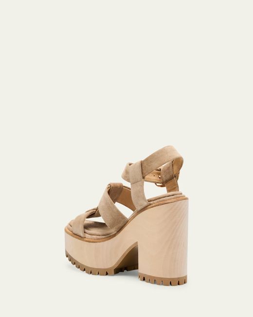 Gabriela Hearst Hera Suede Platform Block-Heel Sandals in Natural | Lyst