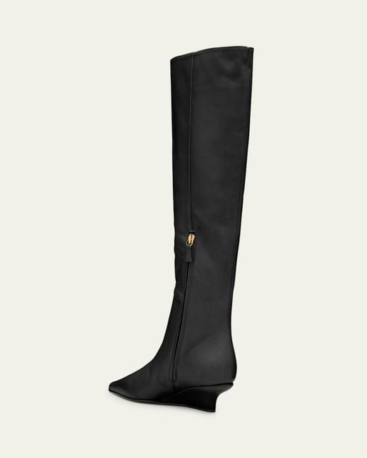 TOTEME Sharp Leather Knee-High Boots in Black | Lyst