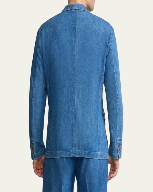 Ralph Lauren Non-Stretch Denim Suit Jacket in Blue for Men | Lyst