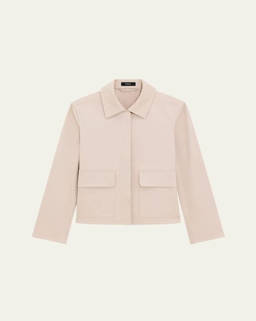 Theory Short Boxy Trench Jacket in Natural | Lyst