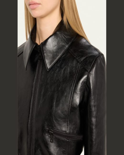 Alice + Olivia Hyde Cropped Vegan Leather Jacket in Black | Lyst