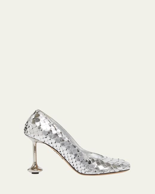 Loewe Toy Metallic Python Pumps in White | Lyst