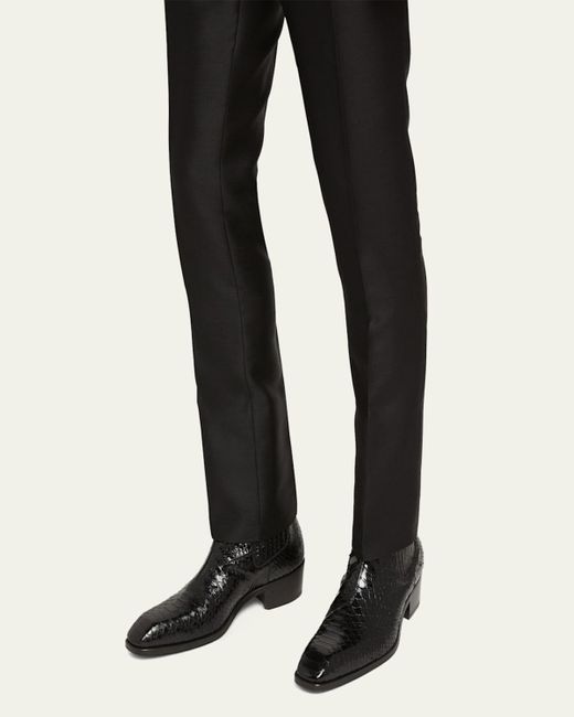 Tom Ford Kenneth Python-Effect Patent Chelsea Boots in Black for Men | Lyst