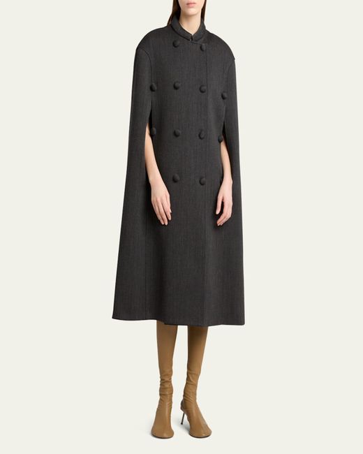 Jil Sander Oversized Double-Breasted Wool Cape in Black | Lyst