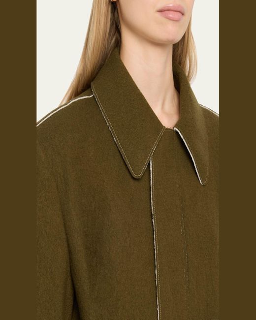 Ashlyn Amari Self-Tie Wool Melton Coat in Green | Lyst