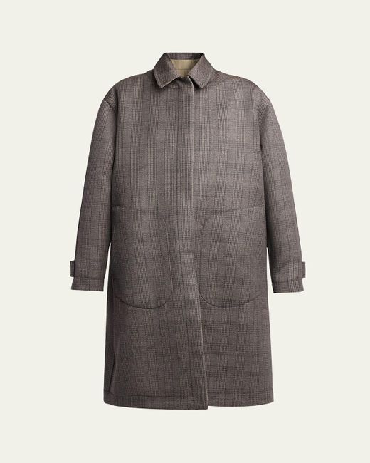 The Row Palomar Check Reversible Coat in Gray | Lyst