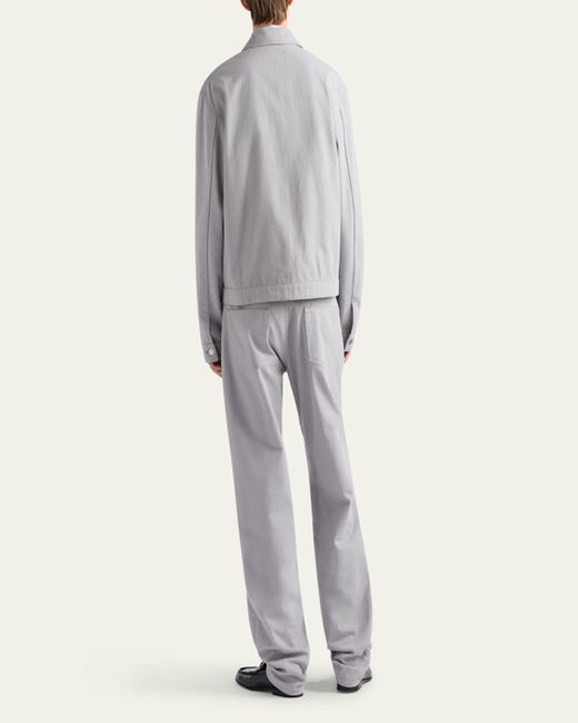 Prada Denim Zip-Up Blouson Jacket in Gray for Men | Lyst
