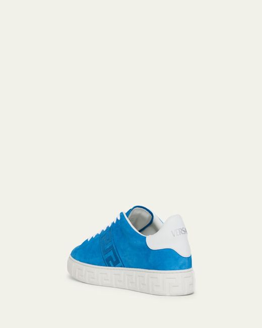 Versace La Greca Greek Key Suede Low-Top Sneakers in Blue for Men | Lyst