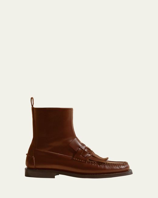 Hereu Marti Calfskin Kiltie Loafer Booties in Brown | Lyst
