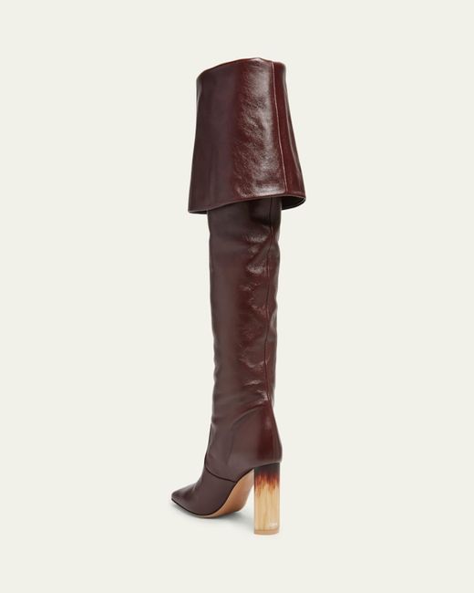 Chloé Georgia Leather Foldover Knee Boots in Brown | Lyst