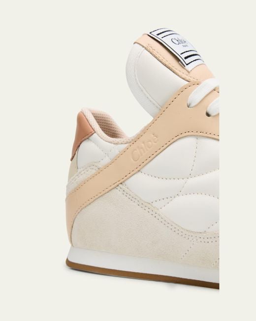 Chloé Kick Mixed Leather Low-Top Sneakers in Natural | Lyst
