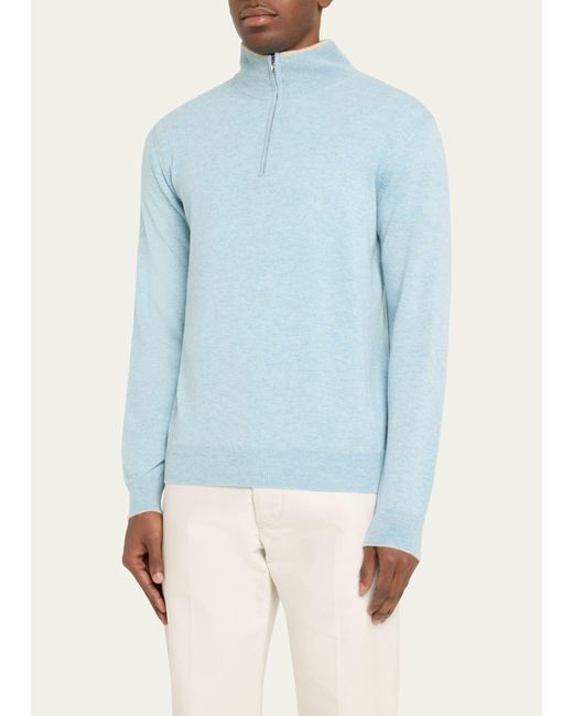 Fioroni Cashmere Knit Half Zip Sweater In Blue For Men Lyst