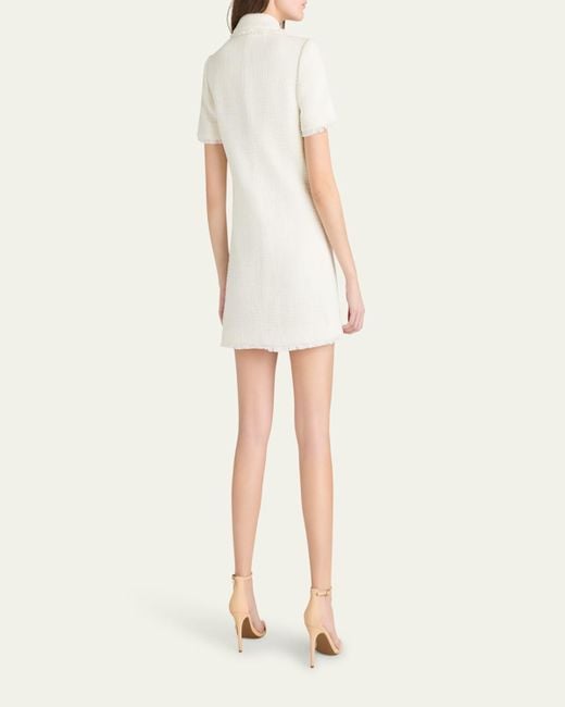 Cinq À Sept Pammy Button-Front Tweed Mini Dress in White | Lyst