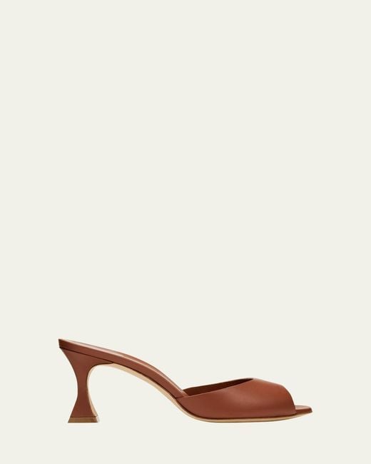 Manolo Blahnik Jadarona Leather Mule Sandals in Natural | Lyst