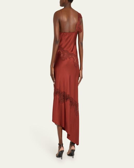 A.L.C. Stella Lace-Trim Maxi Slip Dress in Red | Lyst