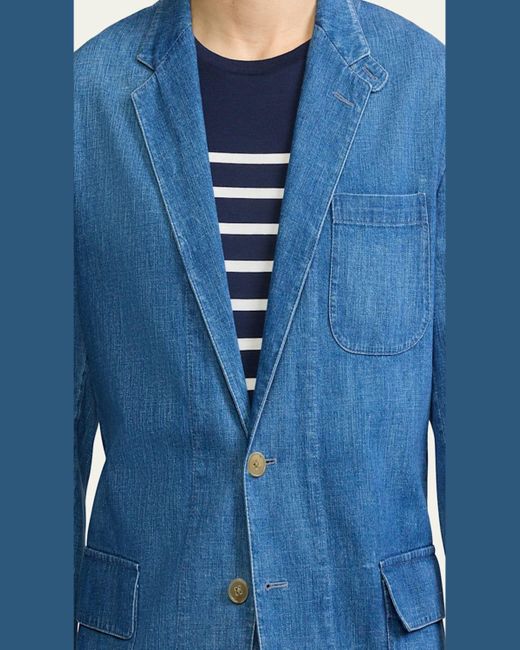 Ralph Lauren Non-Stretch Denim Suit Jacket in Blue for Men | Lyst