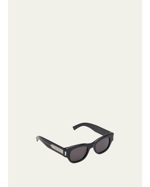 Saint Laurent Engraved Logo Acetate Cat Eye Sunglasses In Natural Lyst
