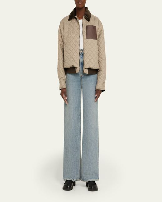 Loewe Corduroy-Collar Quilted Barn Jacket in Natural | Lyst