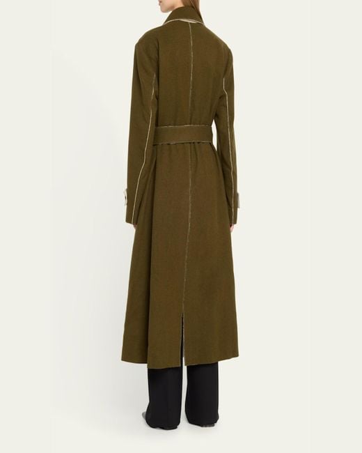 Ashlyn Amari Self-Tie Wool Melton Coat in Green | Lyst