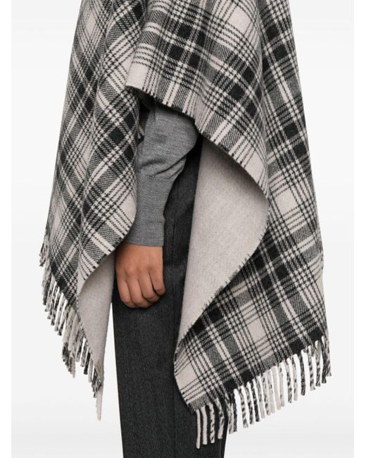 Woolrich Plaid Logo Cape in Gray | Lyst