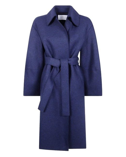 Harris Wharf London Puff Sleeves Coat Pressed Wool in Blue | Lyst UK