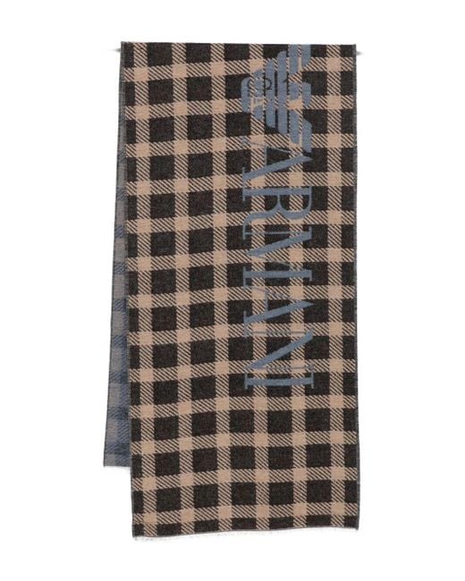 Emporio Armani Tartan Scarf in Grey for Men | Lyst UK