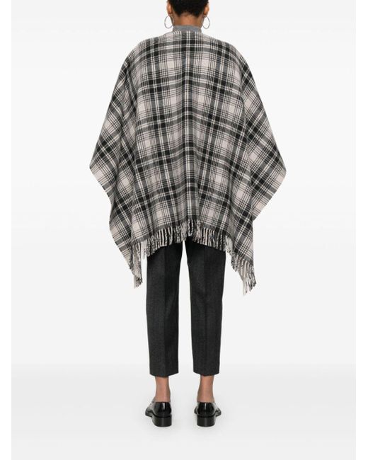 Woolrich Plaid Logo Cape in Gray | Lyst