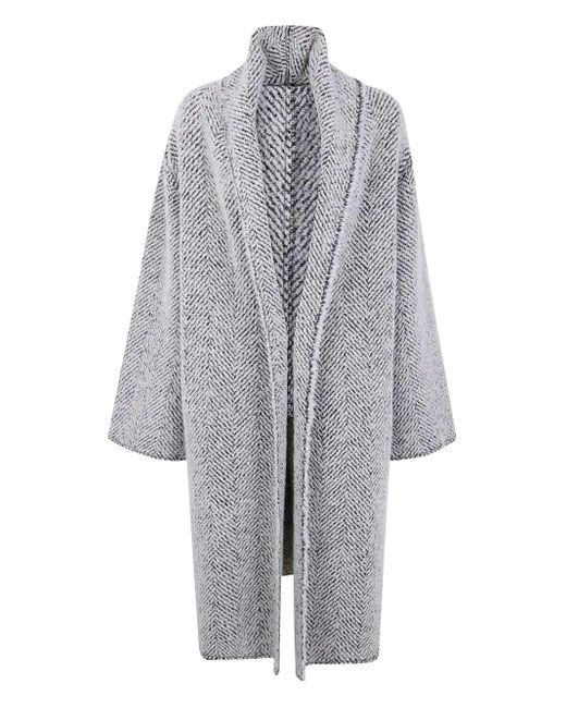 Alberta Ferretti Shaw Boucle Coat in Grey | Lyst UK