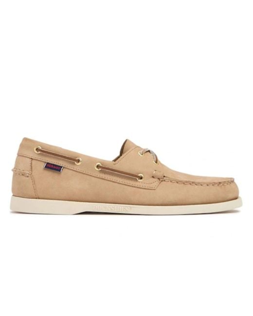Sebago Docksides Portland Nubuk Boat Shoes in Natural for Men | Lyst
