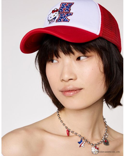 Bershka Hello Kitty Embroidered Cap in Black | Lyst