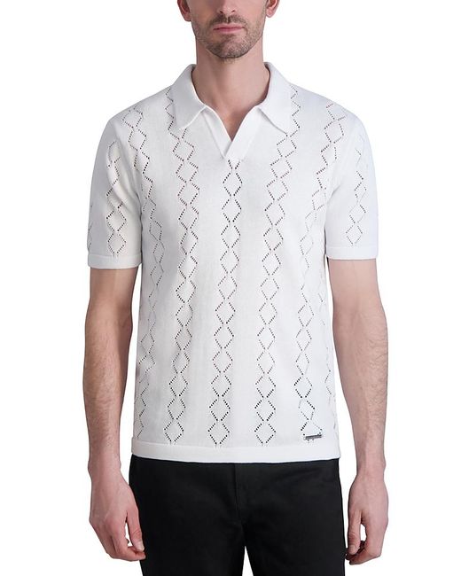 Karl Lagerfeld Karl Lagerfeld Paris Label Cotton Perforated Knit Polo ...