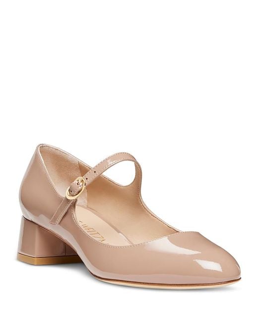 Stuart Weitzman Vivienne 35 Mary Jane Pumps in Natural | Lyst