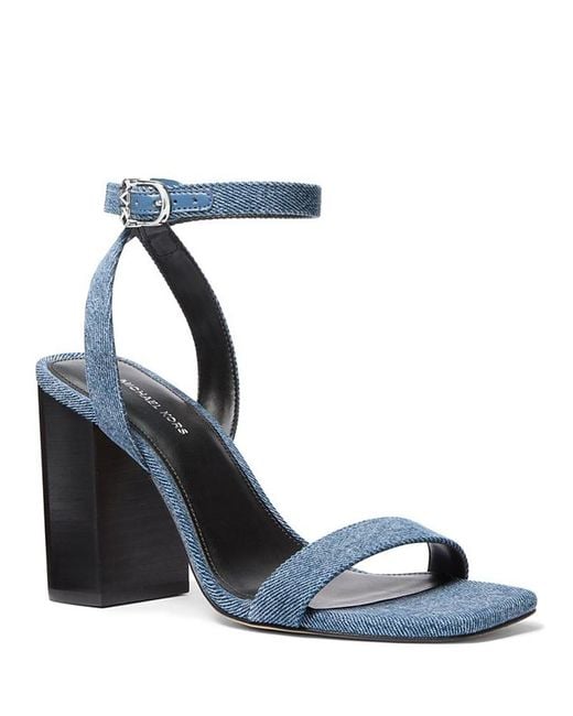 Michael Kors Merriam Block Heel Sandals in Blue | Lyst