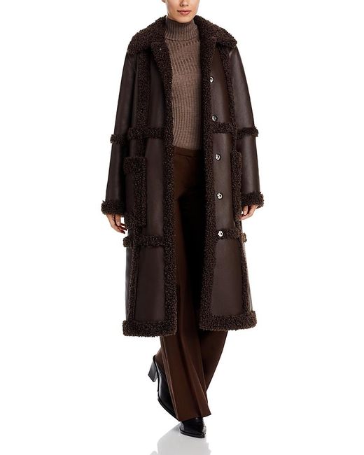 Stand Studio Patrice Faux Shearling Coat in Black | Lyst
