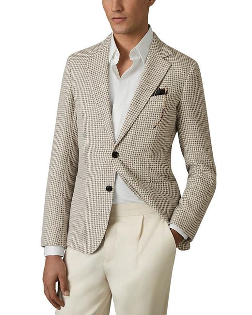 Reiss Slim Fit Dogtooth Check Blazer in Natural for Men | Lyst
