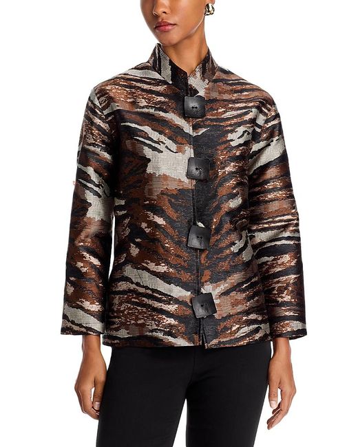 Caroline Rose Tigress Jacquard Jacket in Brown | Lyst