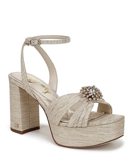 Sam Edelman Janelle Square Toe Crystal Flower High Heel Platform ...