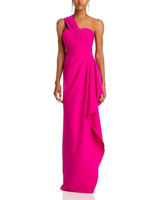 Teri Jon One Shoulder Side Drape Gown in Pink | Lyst