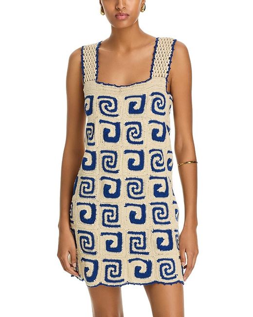 RHODE Goldie Crochet Mini Dress in Blue | Lyst