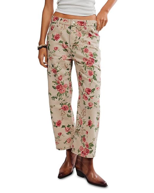 Free People We The Free Deep Trance Mid Rise Printed Jeans in Natural ...