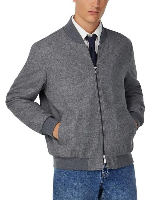 BOGGI Padded Bomber Jacket in Grey for Men | Lyst UK