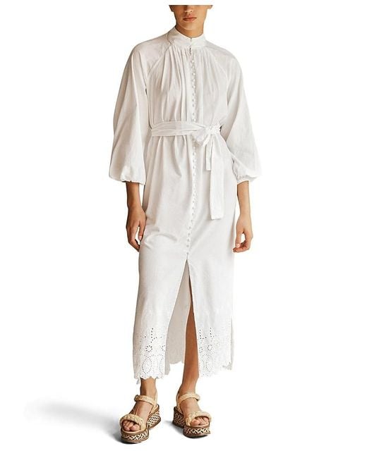 Aur Ocea Cru Lace Cut-Out Billow Sleeve Resort Maxi Dress in White | Lyst