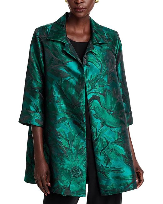 Caroline Rose Botanical Jacquard A Line Jacket in Green | Lyst