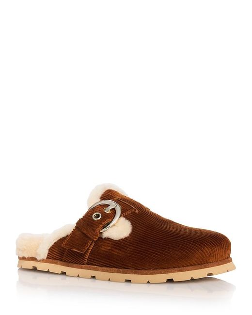Stuart Weitzman Chrystie Shearling Clogs in Brown | Lyst