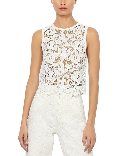 Alice + Olivia Danielle Lace Front Top in White | Lyst