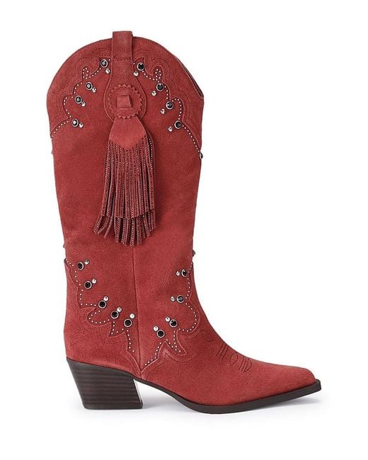 Kurt Geiger Oxford Western Tassel Boots in Red | Lyst
